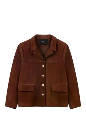 Maje Buttoned Leather Jacket - Brown