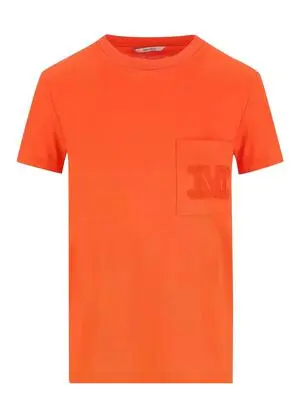 Max Mara Chest-Pocket Embroidered Logo T-Shirt Orange