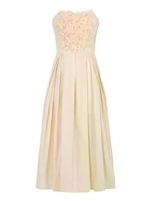 Elisabetta Franchi Floral-embroidered Panel Midi Dress - Neutrals