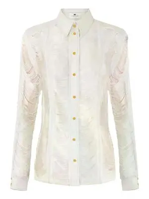 Elisabetta Franchi Distressed Fringed Shirt - Neutrals