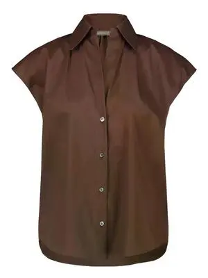DRHOPE V-neck Button-down Top - Brown