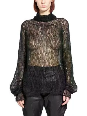 YEHUAFAN High-neck Mohair Sweater - Black