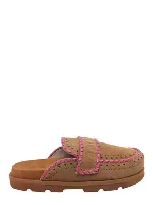 Mou Logo-embossed Perforated Mules - Neutrals