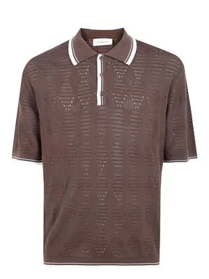 LANEUS Knitted Polo - Brown