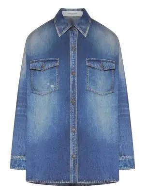 GOLDEN GOOSE Denim Printed Shirt - Blue
