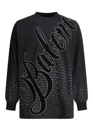 Balenciaga Crew Neck T Shirt With Print - Black