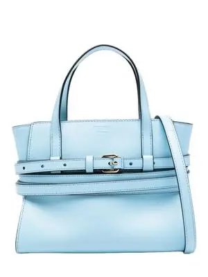 Moschino Tie Me Small Leather Handbag Clear Blue