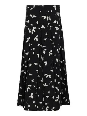 ALYSI Printed Cotton Skirt - Black