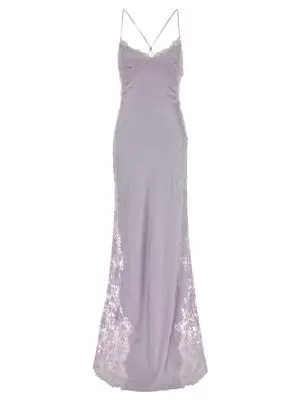Ermanno Scervino Long Satin Dress Purple