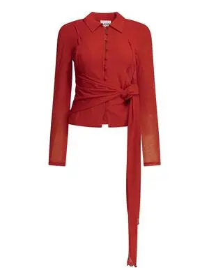 GANNI Button-down Polo Shirt - Red