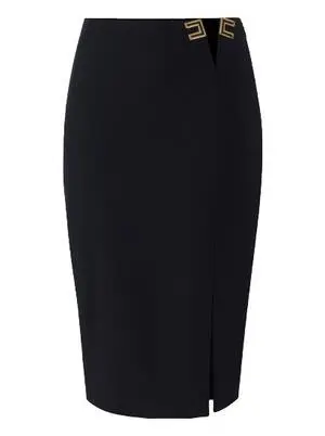 Elisabetta Franchi Logo Detail Midi Skirt - Black