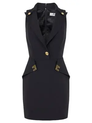 Elisabetta Franchi Double Layer Stretch Crepe Mini Dress - Black