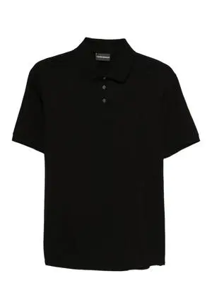 Emporio Armani Logo Cotton Polo Shirt - Black