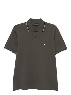 Emporio Armani Logo Cotton Polo Shirt Grey