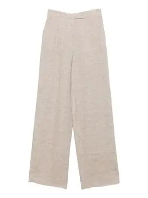 Emporio Armani Linen Straight Leg Trousers Beige
