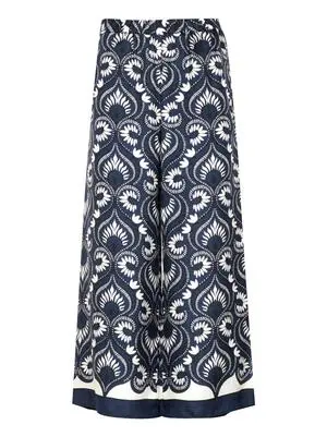 Max Mara Printed Wide Leg Trousers - Blue