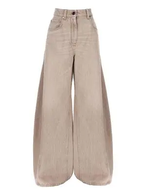 Brunello Cucinelli Denim Barrel Jeans - Beige