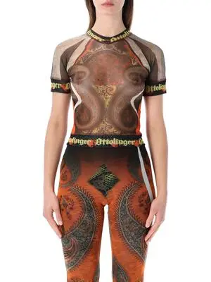 Ottolinger Paisley Mesh T-shirt - Brown