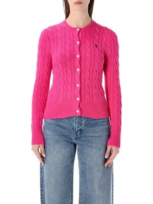 Polo Ralph Lauren Cotton Cable-Knit Cardigan Accent Pink