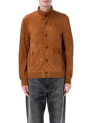 SWORD 6644 Suede Jacket With High Collar - Brandy