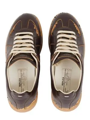 MAISON MARGIELA Lace-up Sneakers - Dark Brown/camel