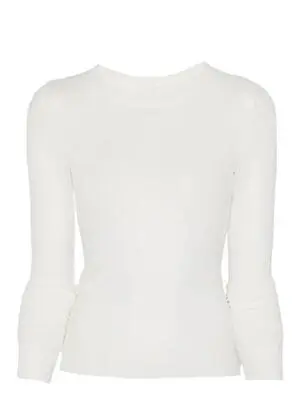 Rick Owens Cropped Ribbed Long Sleeve Top - Milk