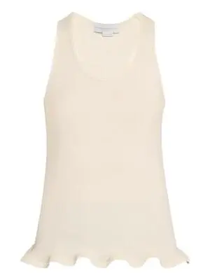 Stella McCartney Frilled Hem Rib Tank - Cream
