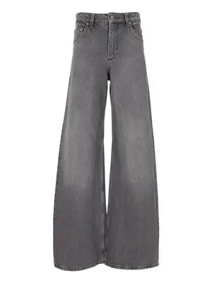 MARINE SERRE Moon Laser Grey Wash Denim Flare Jeans - Dark Grey