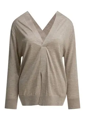 SA SU PHI Cashmere V-neck Sweater - Beige
