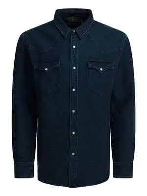 Ralph Lauren Indigo Suede Western Shirt - Blue