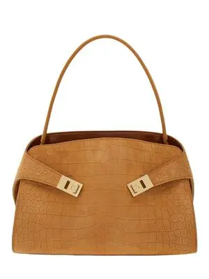 FERRAGAMO Small Leather Tote Bag - Beige