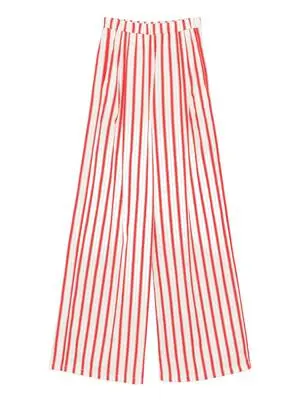 FORTE_FORTE Striped Wide Leg Trousers - Red