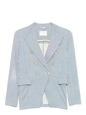 CIRCOLO 1901 Striped Double Breasted Jacket - Blue