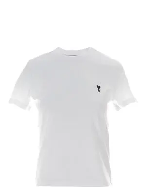 AMI Paris De Coeur Contrast Cropped T-shirt - Blanc