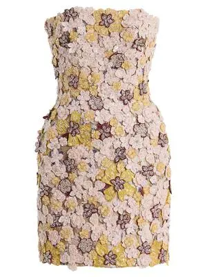 COSTARELLOS Sirra Beaded Lace Mini Dress