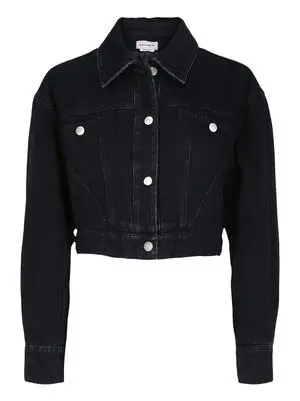 Alexander McQueen Cropped Denim Trucker Jacket - Black