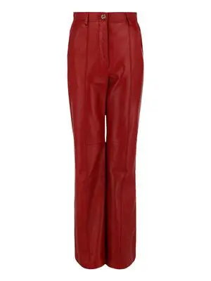 Gucci Leather Flare Pants - Red