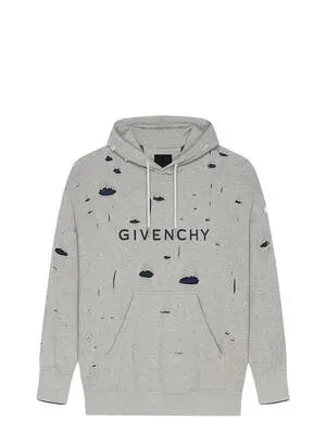 Givenchy Oversized Destroyed Fleece Hoodie - Grey