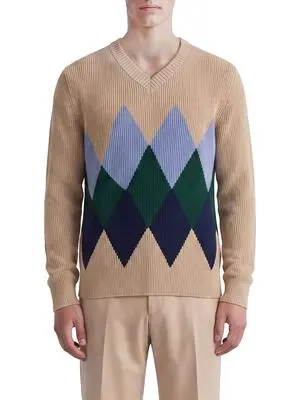 BALLANTYNE Cotton Pullover With Diamond Pattern - Beige