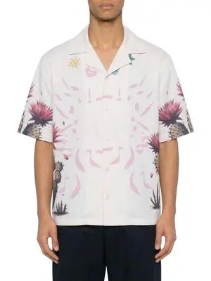 BARROW Printed Cotton Casual Shirt - Cream