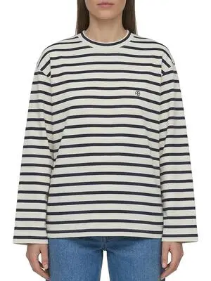 ANINE BING Striped Long Sleeve T-shirt - Red