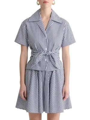 PATOU Striped Shirt With Front Tie Detail - Blue