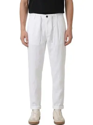 Eleventy Eleventy Cotton And Linen Drawstring Trousers Blue
