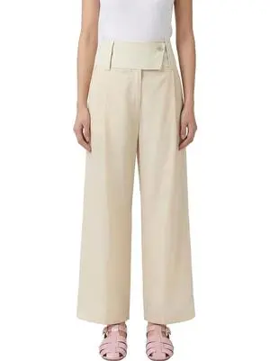Sportmax Ferito Wide Leg Trousers In Silk Organza - Ecru