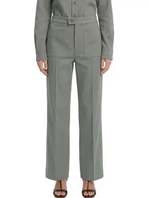 Soeur Cotton Straight Trousers - Green