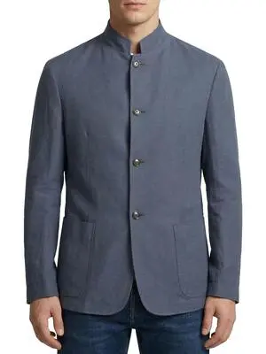 Eleventy Stand Collar Jacket - Blue