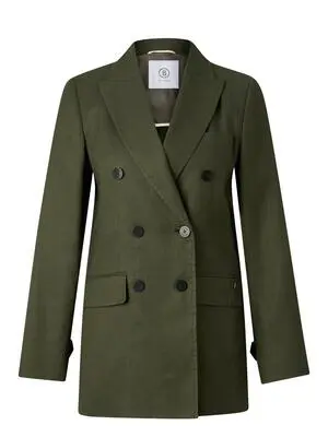 Bogner Linen-viscose Blend Blazer - Olive Green