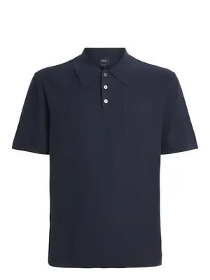 A.p.c. Cotton-cashmere Eliot Polo Shirt - Navy