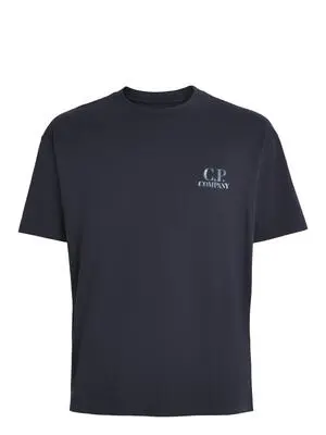 C.P. COMPANY Cotton Pixelated Logo T-shirt - Navy