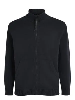 C.P. COMPANY Cotton Knitted Zip-up Cardigan - Navy